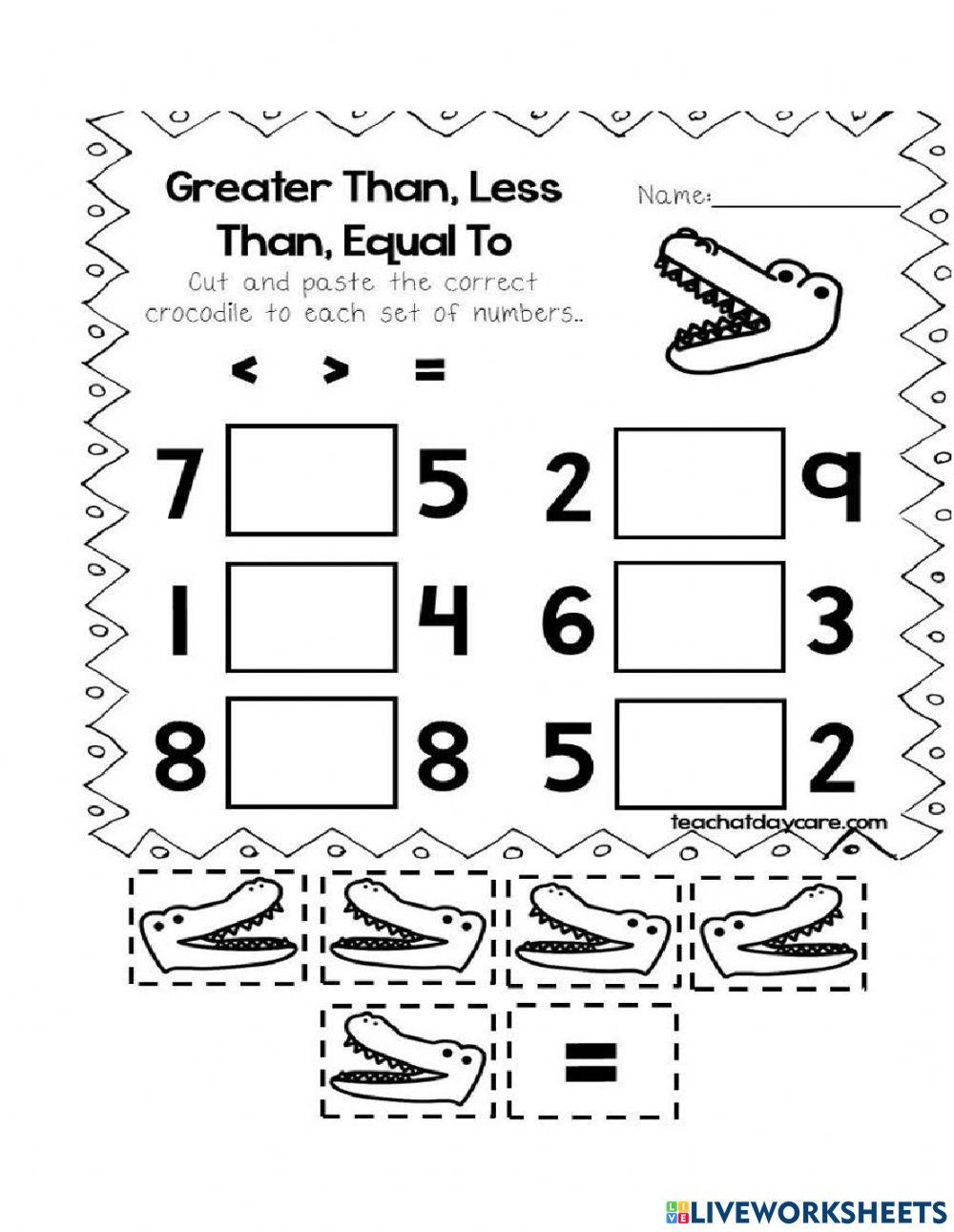 Greater then. l… | Free Interactive Worksheets | 931960
