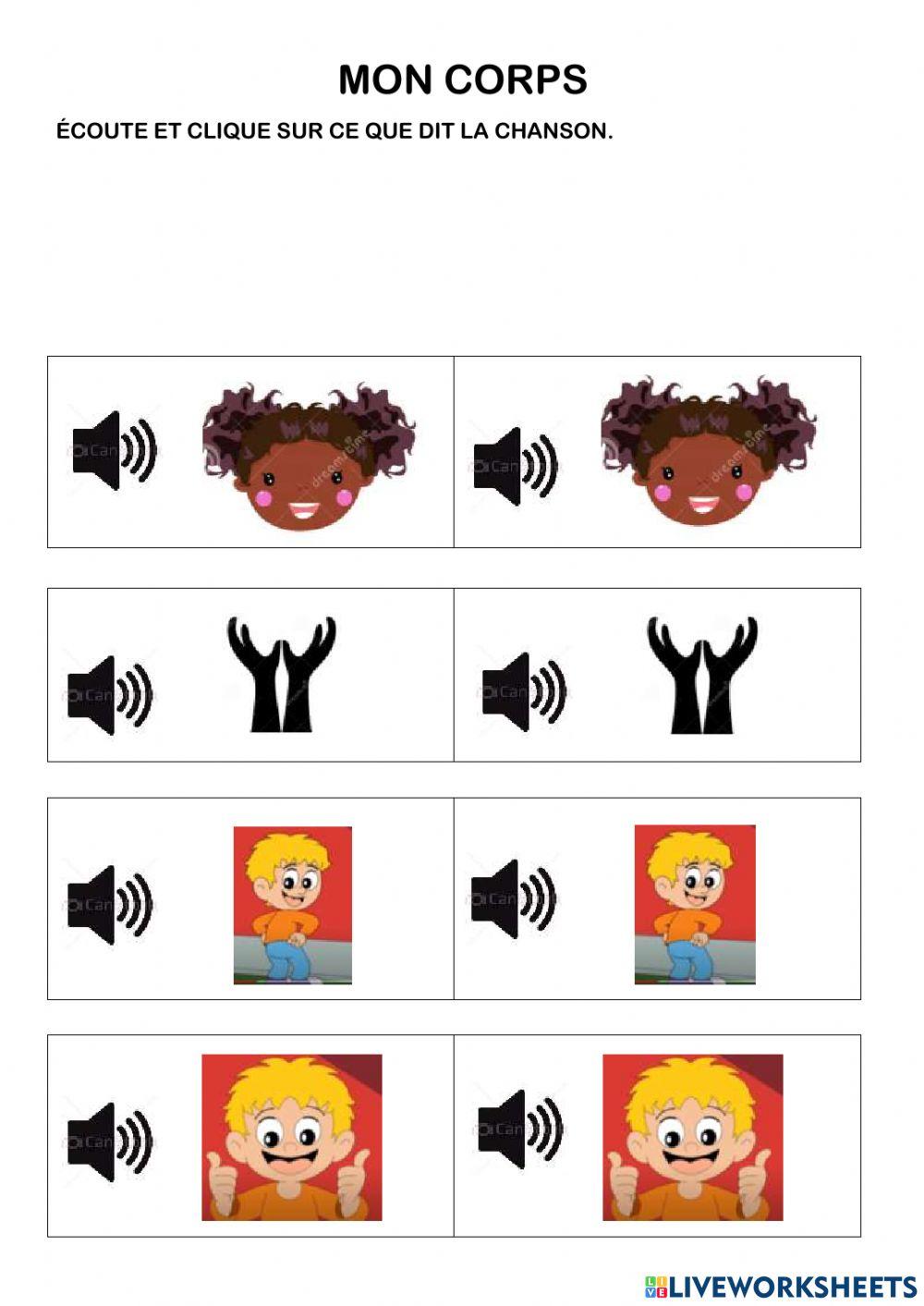 Mon corps À MOI worksheet | Live Worksheets