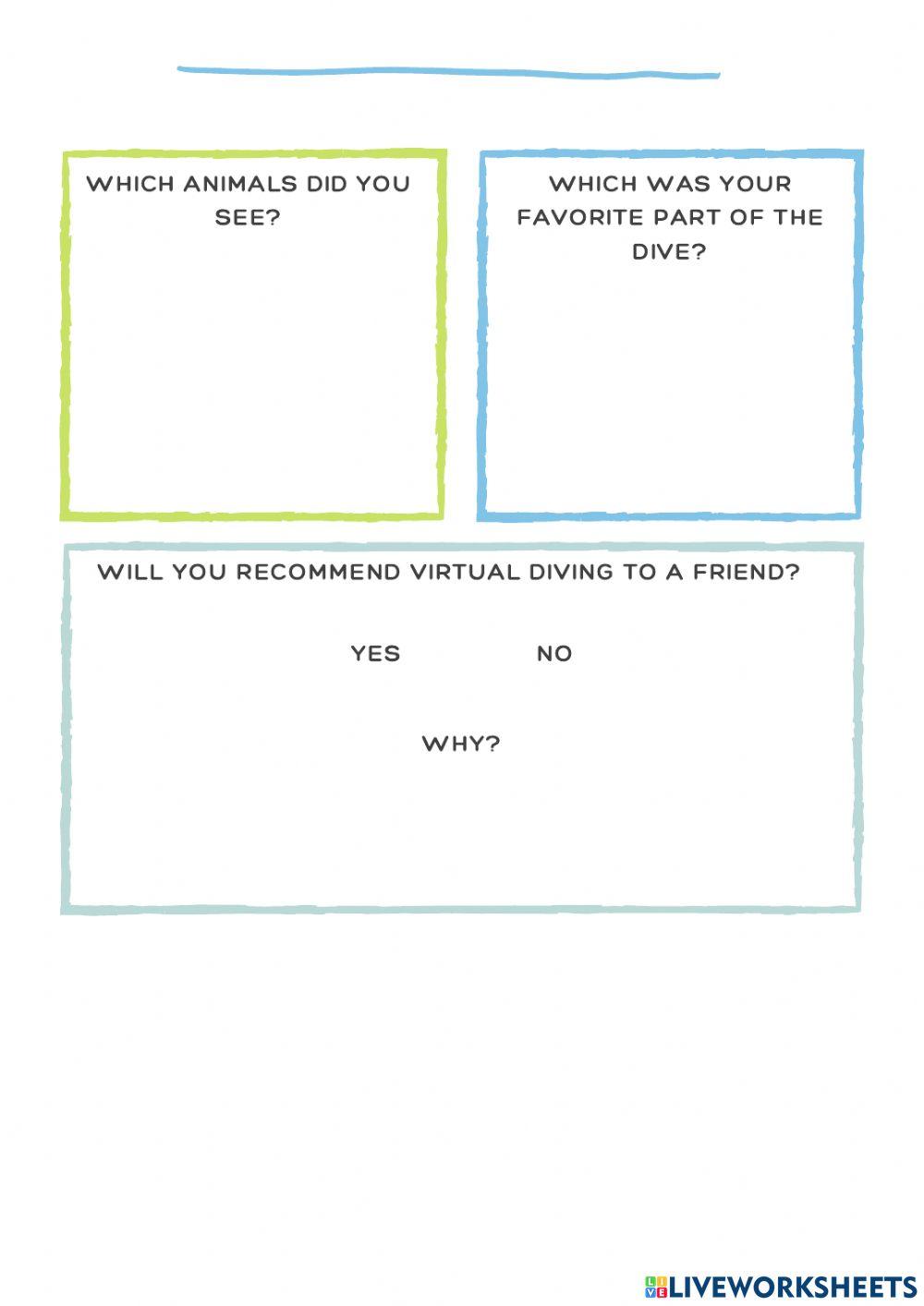 Dive log worksheet | Live Worksheets