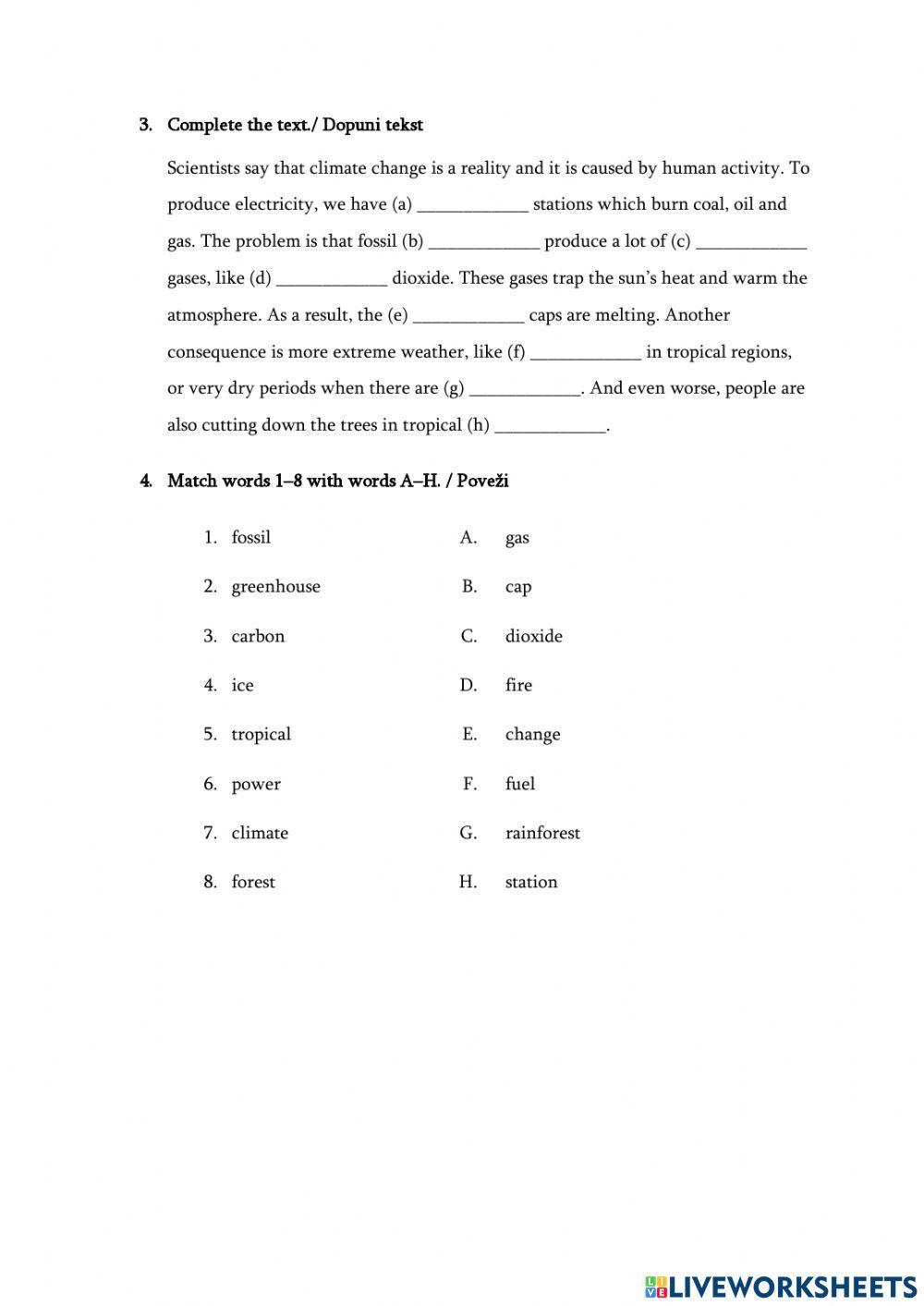 Unit 5- A: Climate Change worksheet | Live Worksheets