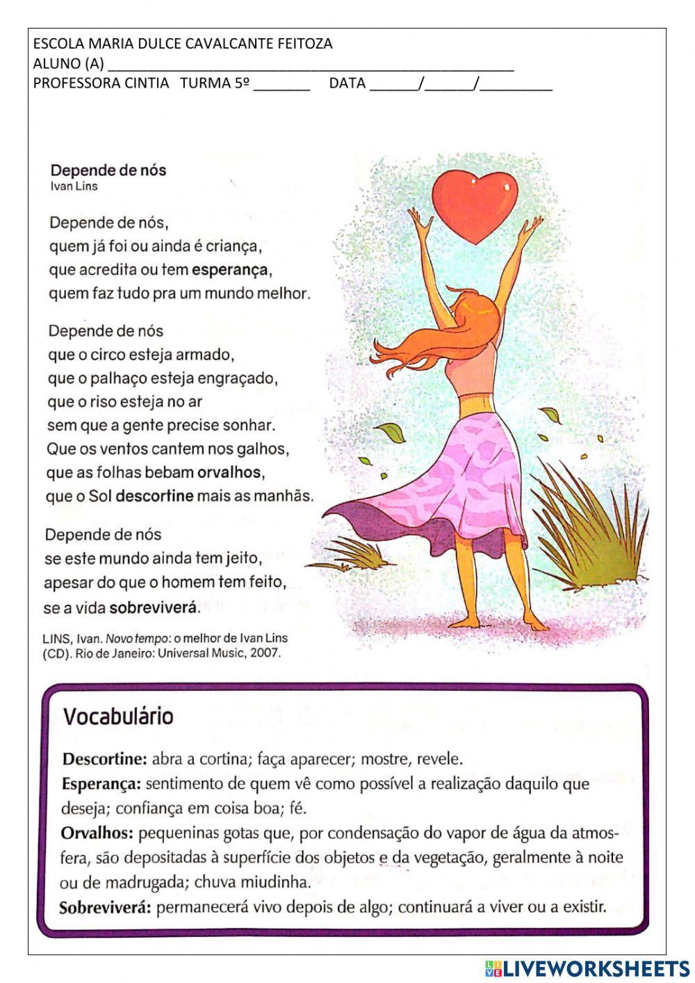 Depende de nós-… | Free Interactive Worksheets | 933524