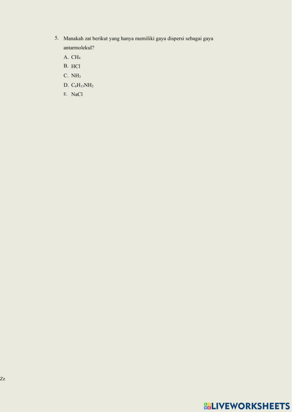 Latihan E-LKPD interaksi antar molekul worksheet | Live Worksheets