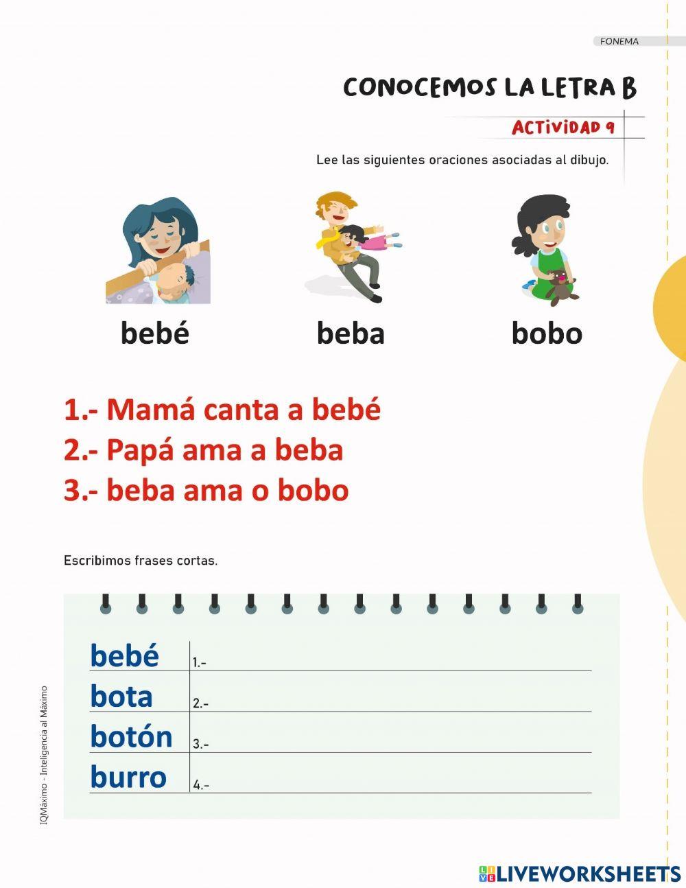 Actividad 9 letra B worksheet | Live Worksheets