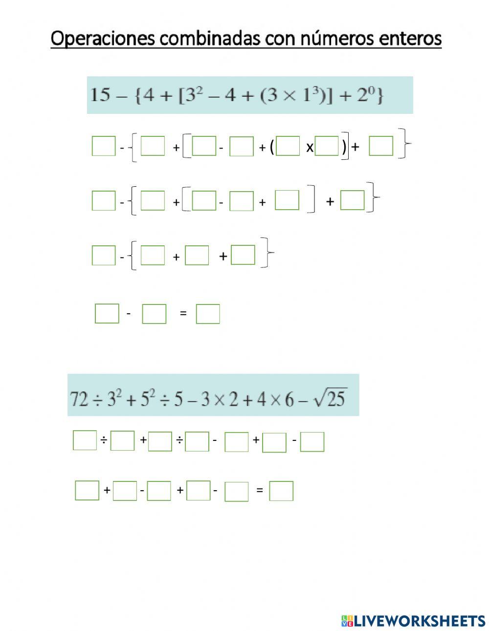 Operaciones combinadas online exercise for SÉPTIMO EGB | Live Worksheets