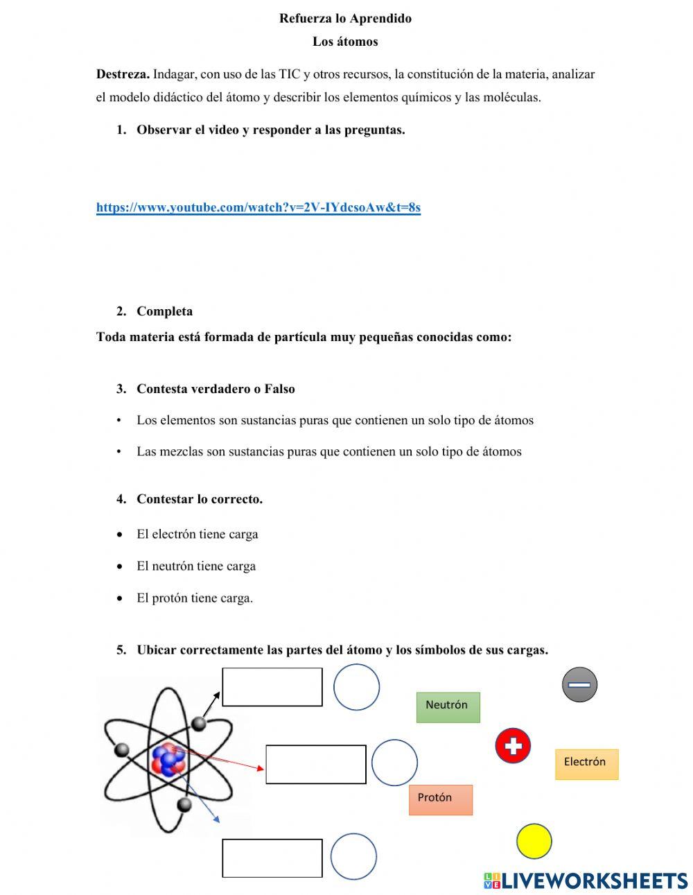 Atomo online worksheet | Live Worksheets