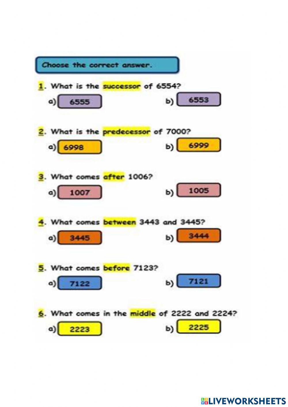 Successor And Predecessor Worksheet Live Worksheets 58 Off