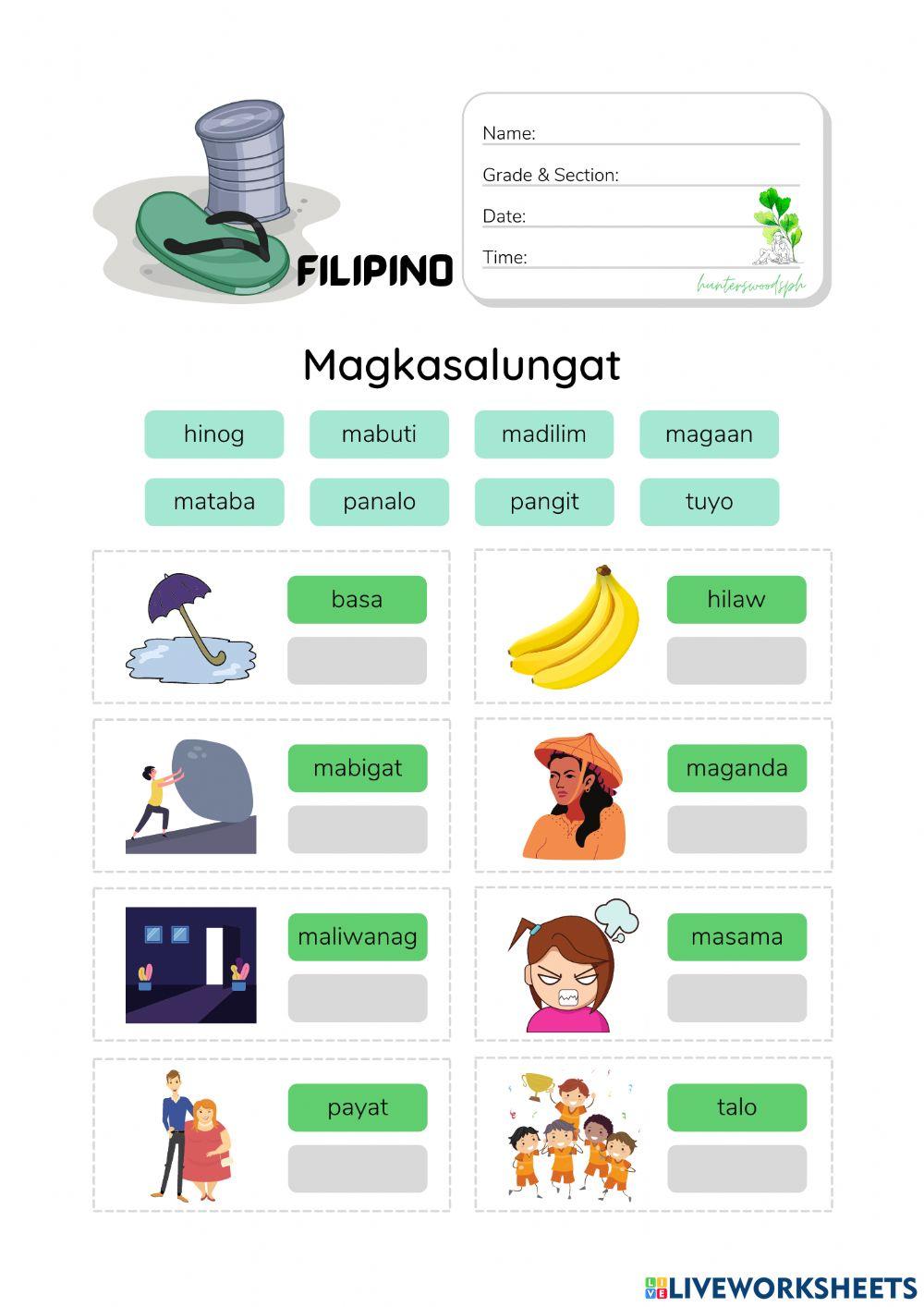 Magkasalungat Hunterswoodsph Filipino Worksheet Live Worksheets