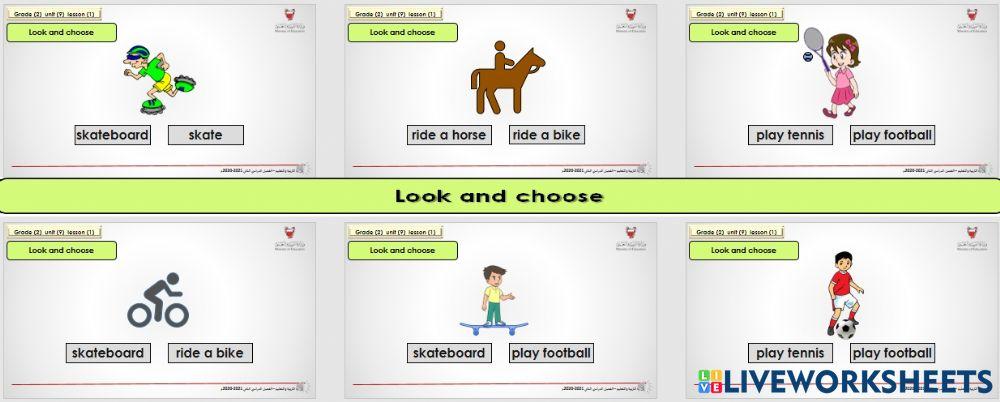 Unit 9: lesson 1: look and choose online exercise for | Live Worksheets