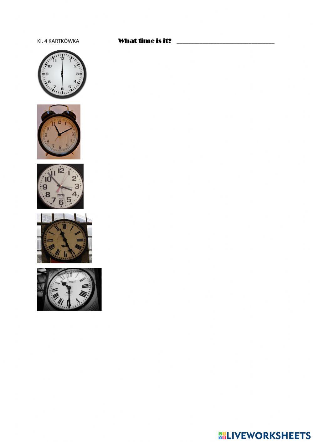 Telling the time worksheet for 4 | Live Worksheets