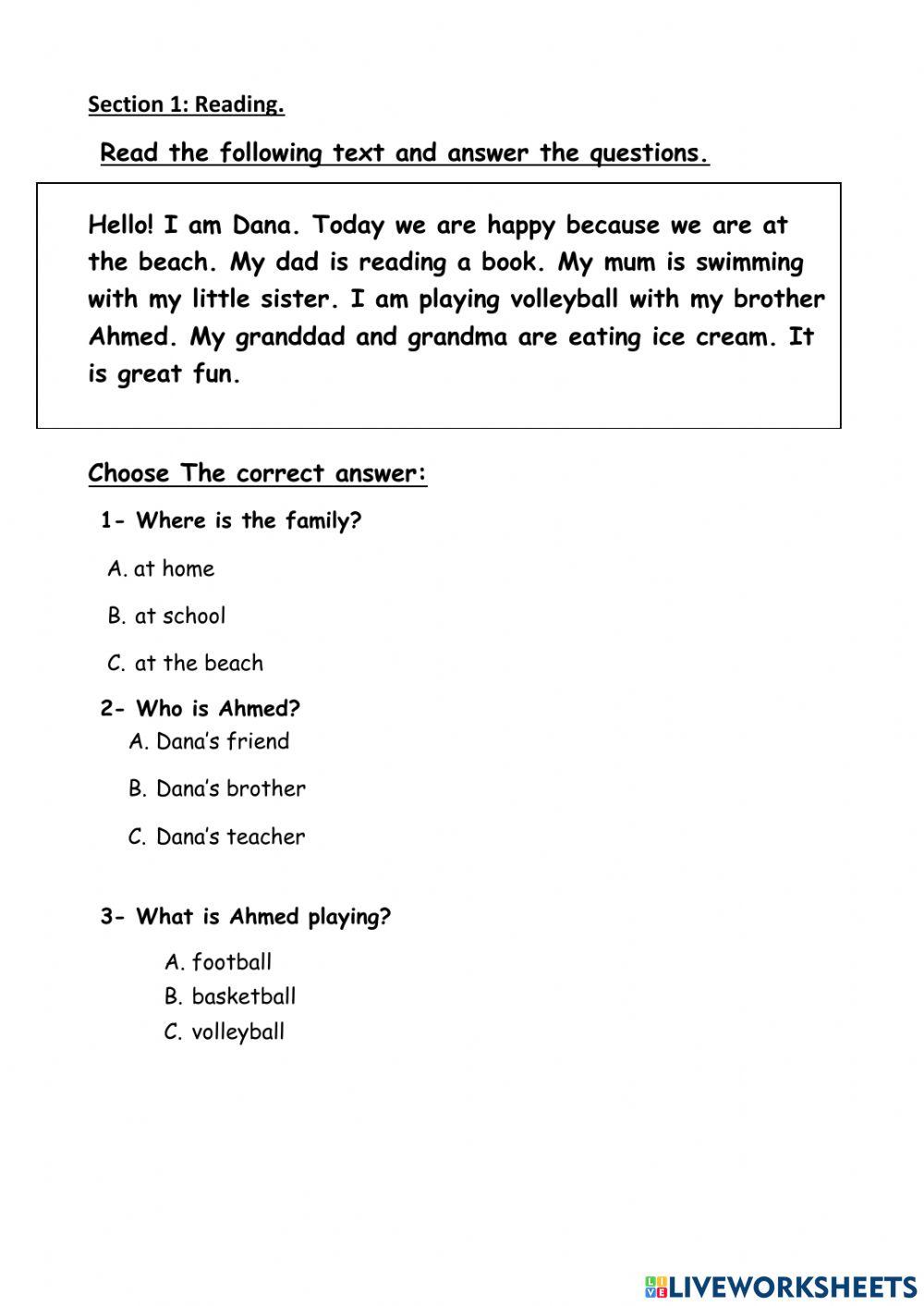 M6 Reading worksheet | Live Worksheets