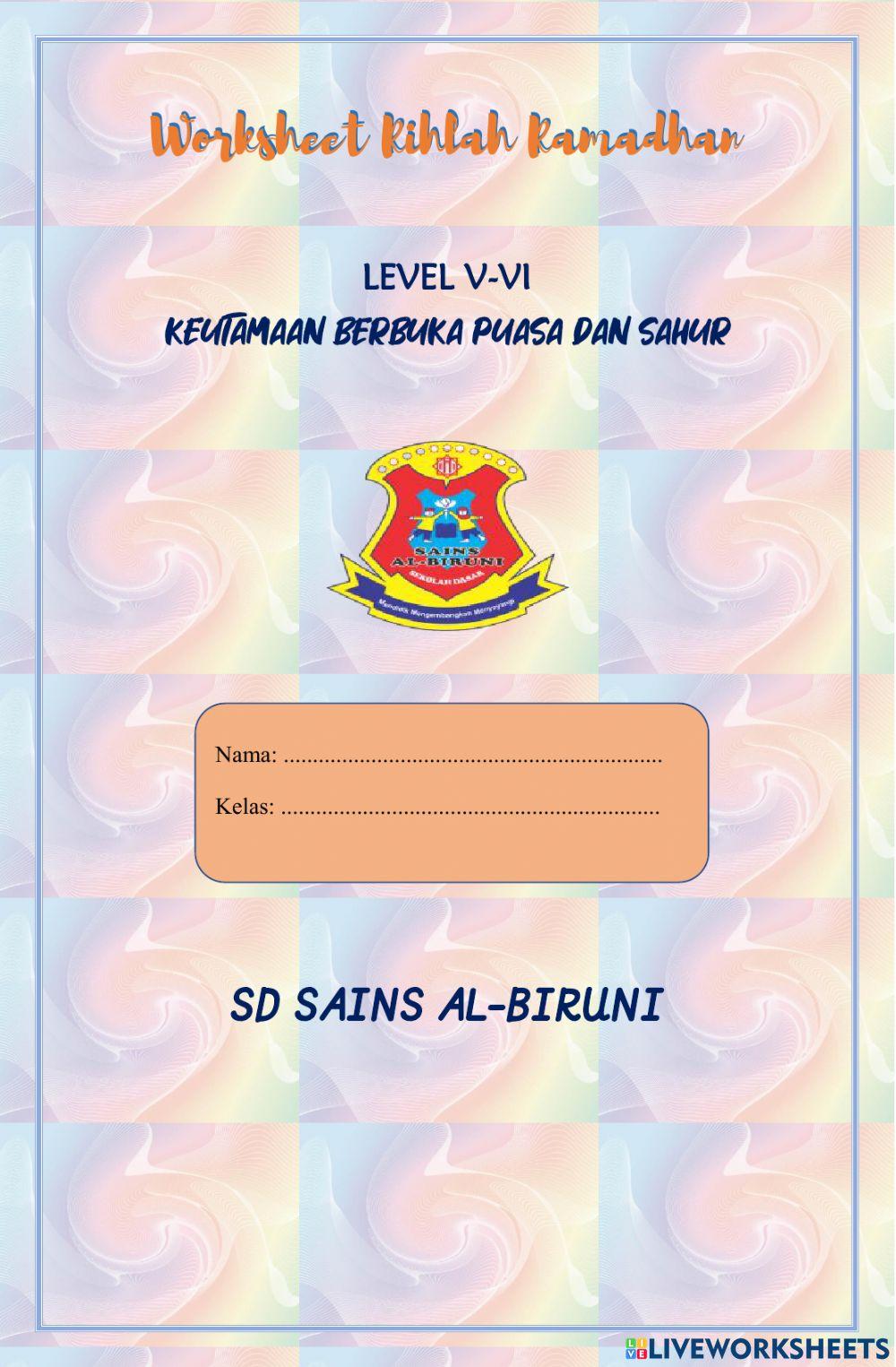 Worksheet Keutamaan Berbuka Puasa dan Sahur worksheet | Live Worksheets