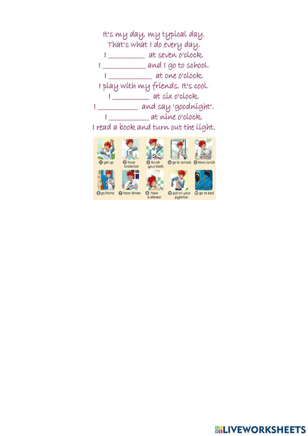 My typical day … | Free Interactive Worksheets | 934911