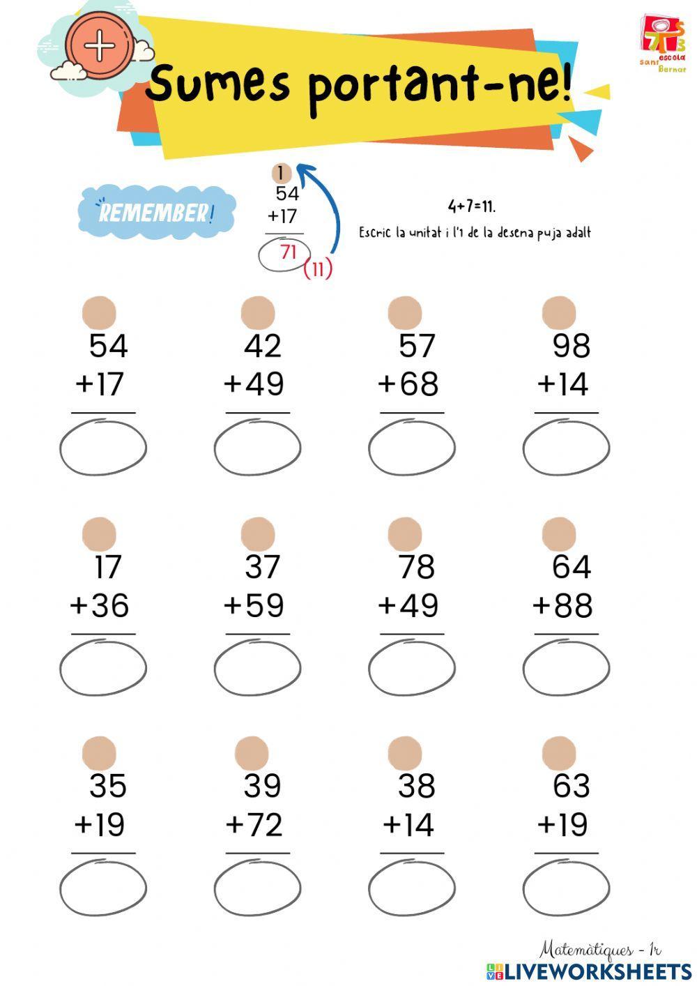 Sumes portant-ne | Free Interactive Worksheets | 935148