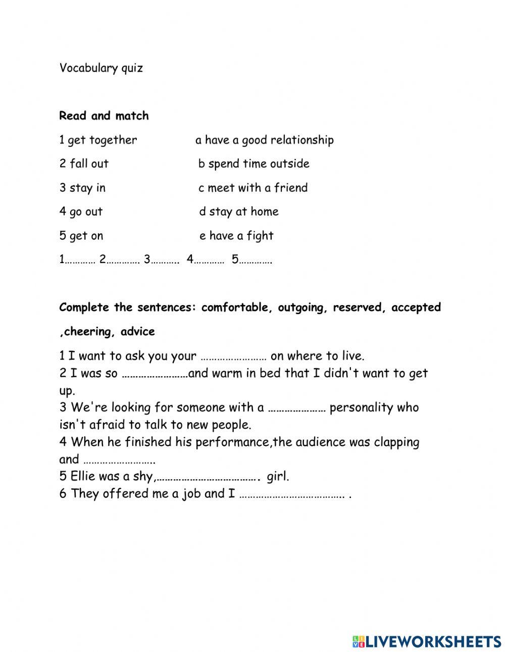 Voc Quiz 7c C' | Georgia 89 | Live Worksheets