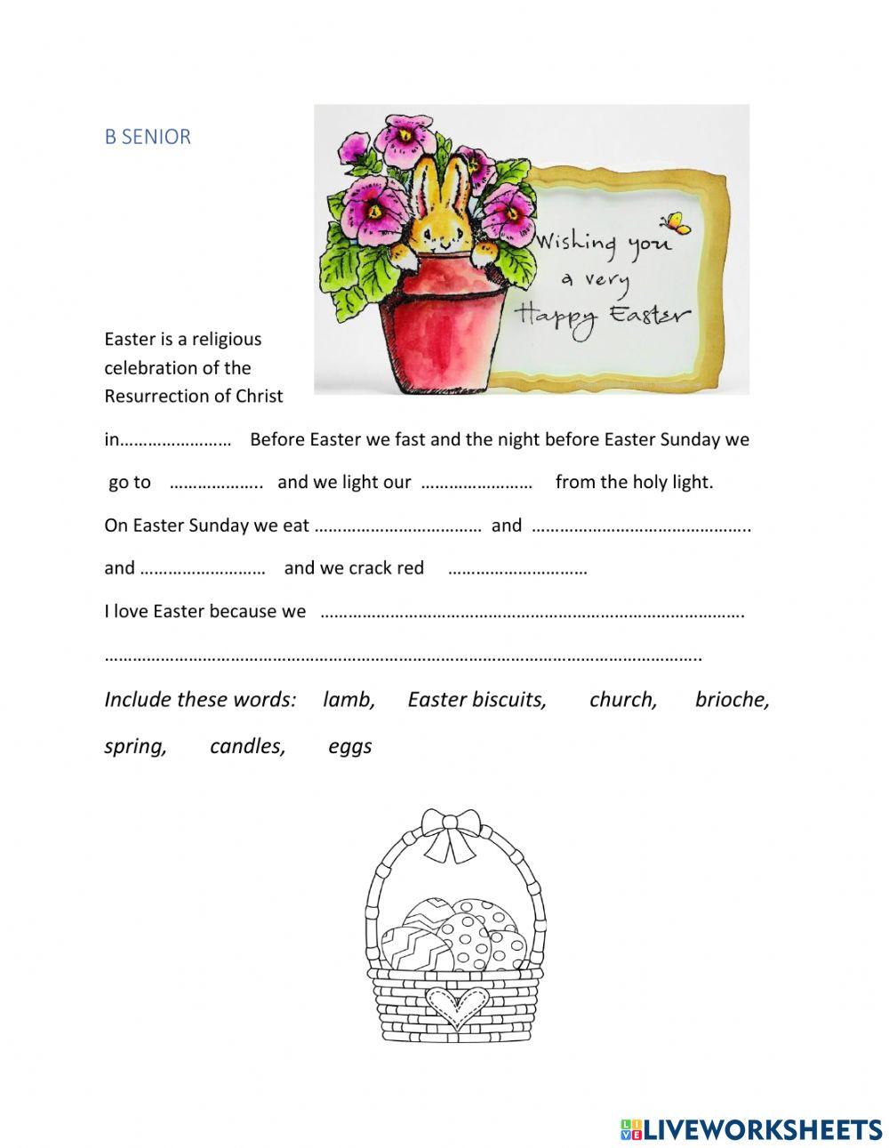 B Sen Easter sheet worksheet | Live Worksheets