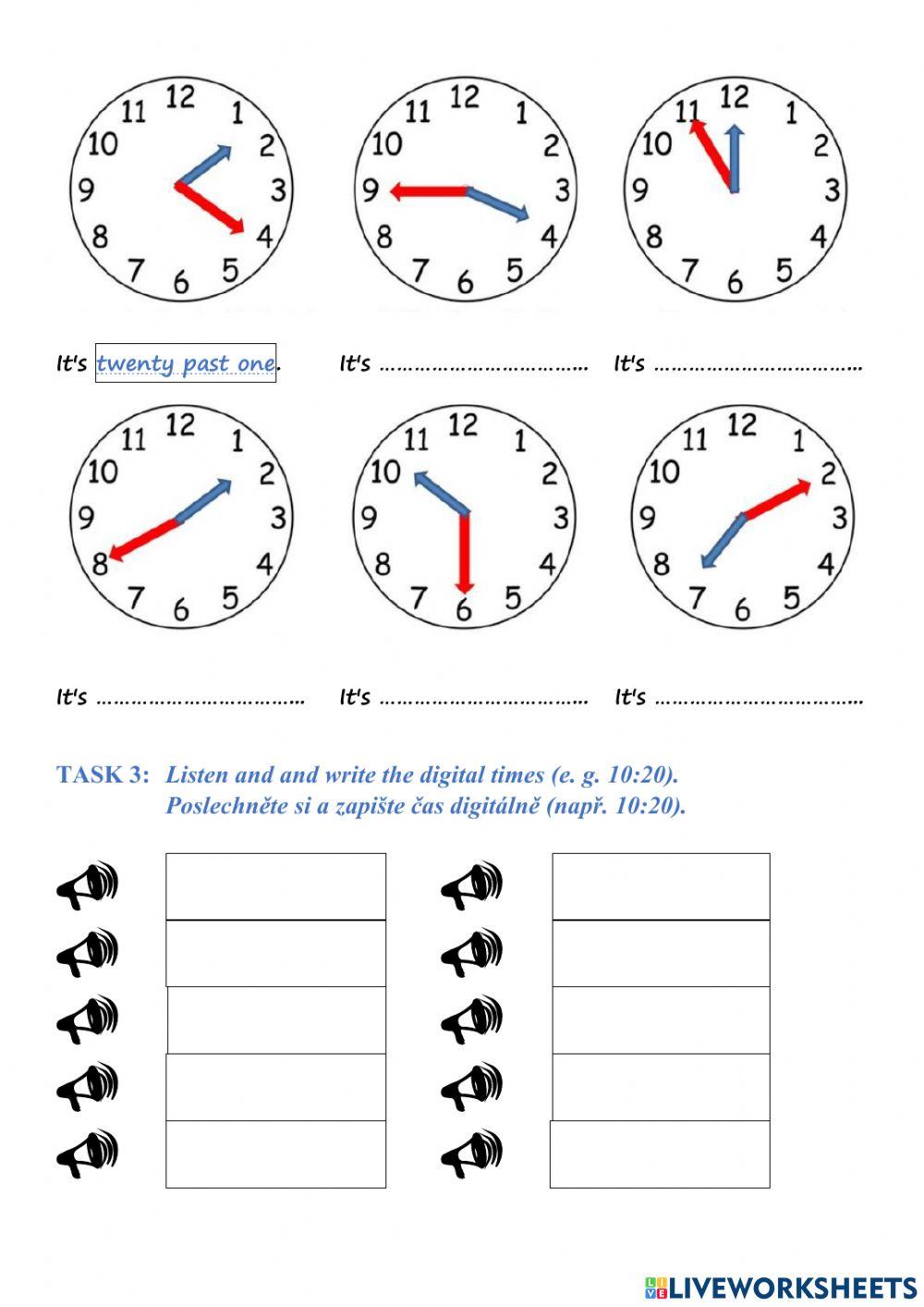 Telling the time online pdf worksheet | Live Worksheets