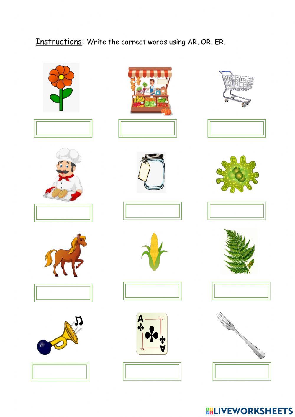 Phonics AR, OR, ER online exercise for | Live Worksheets