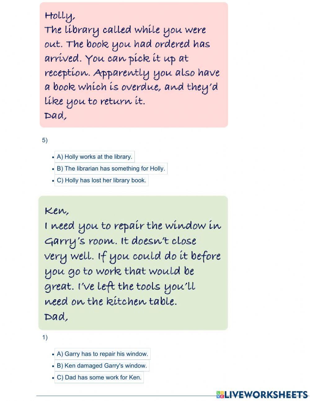 Ket reading par… | Free Interactive Worksheets | 935958