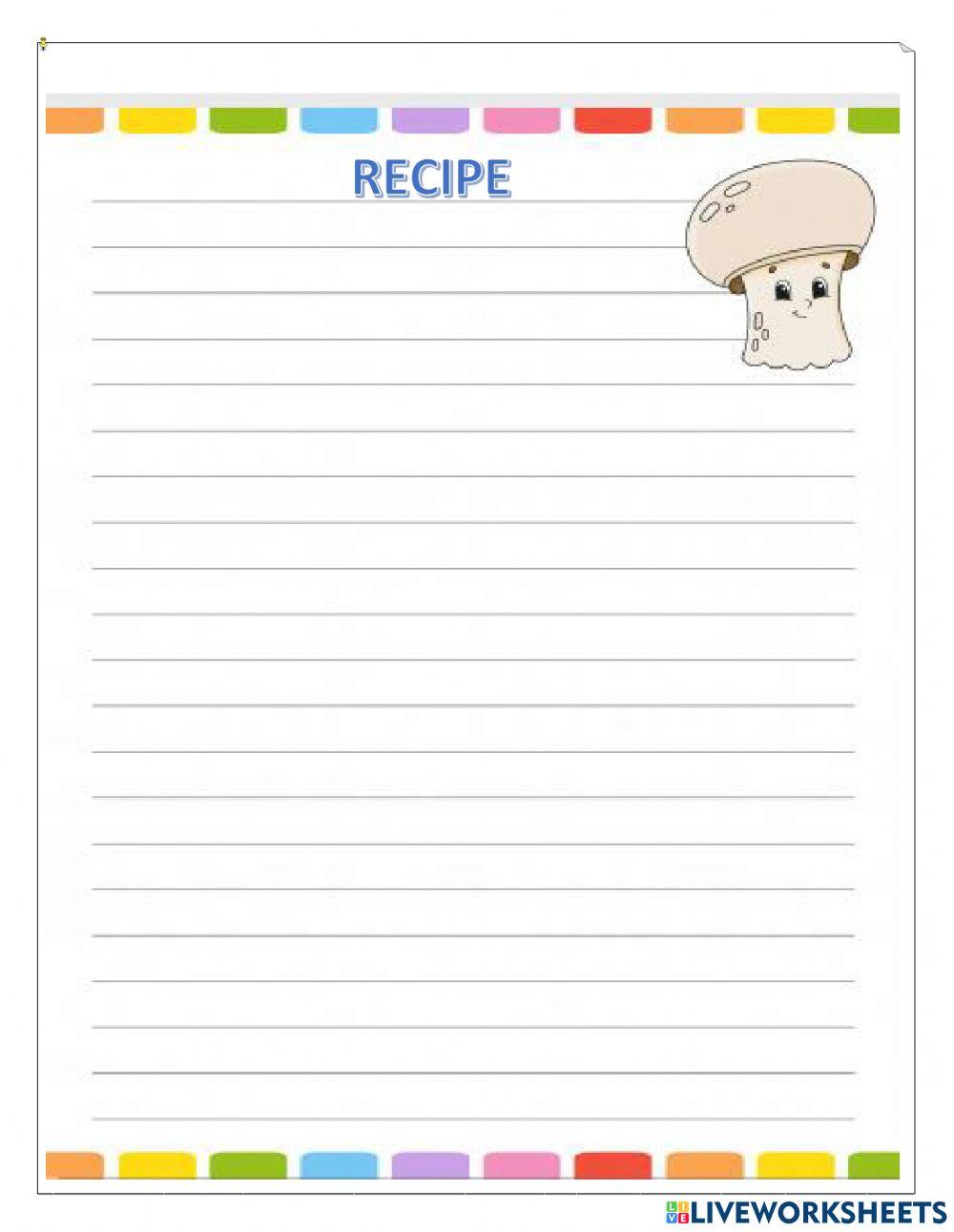 Recipe | Free Interactive Worksheets | 935836