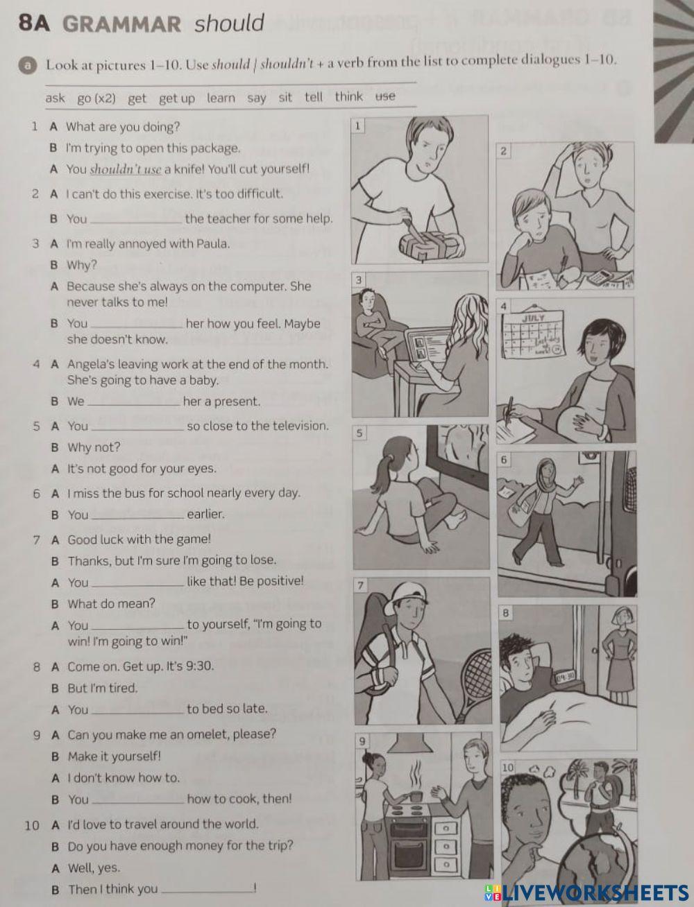 Grammar 8A - Should online exercise for | Live Worksheets