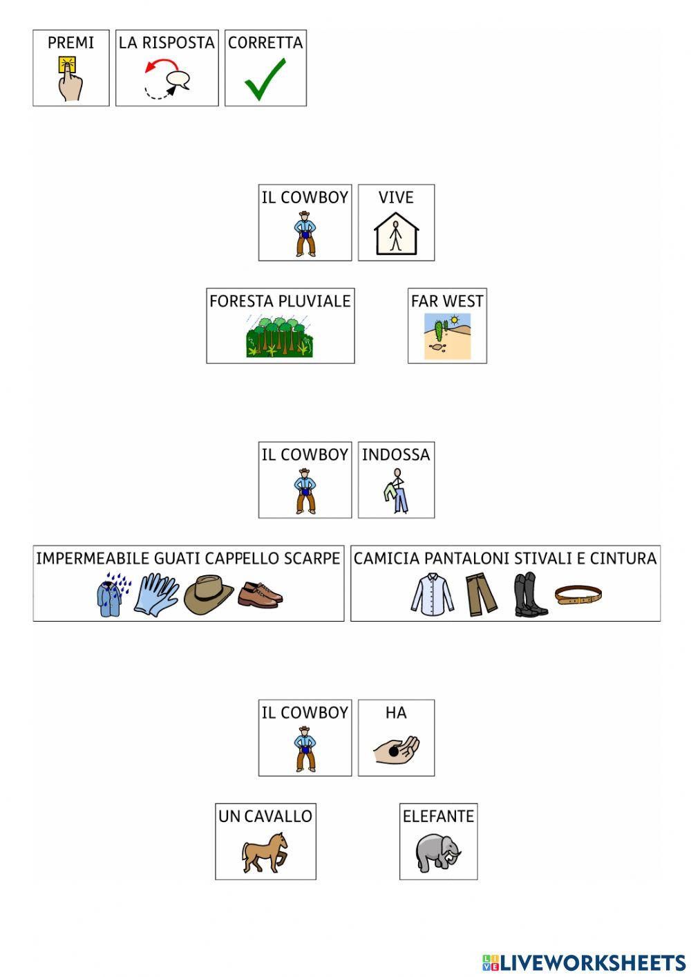 Il cowboy worksheet | Live Worksheets