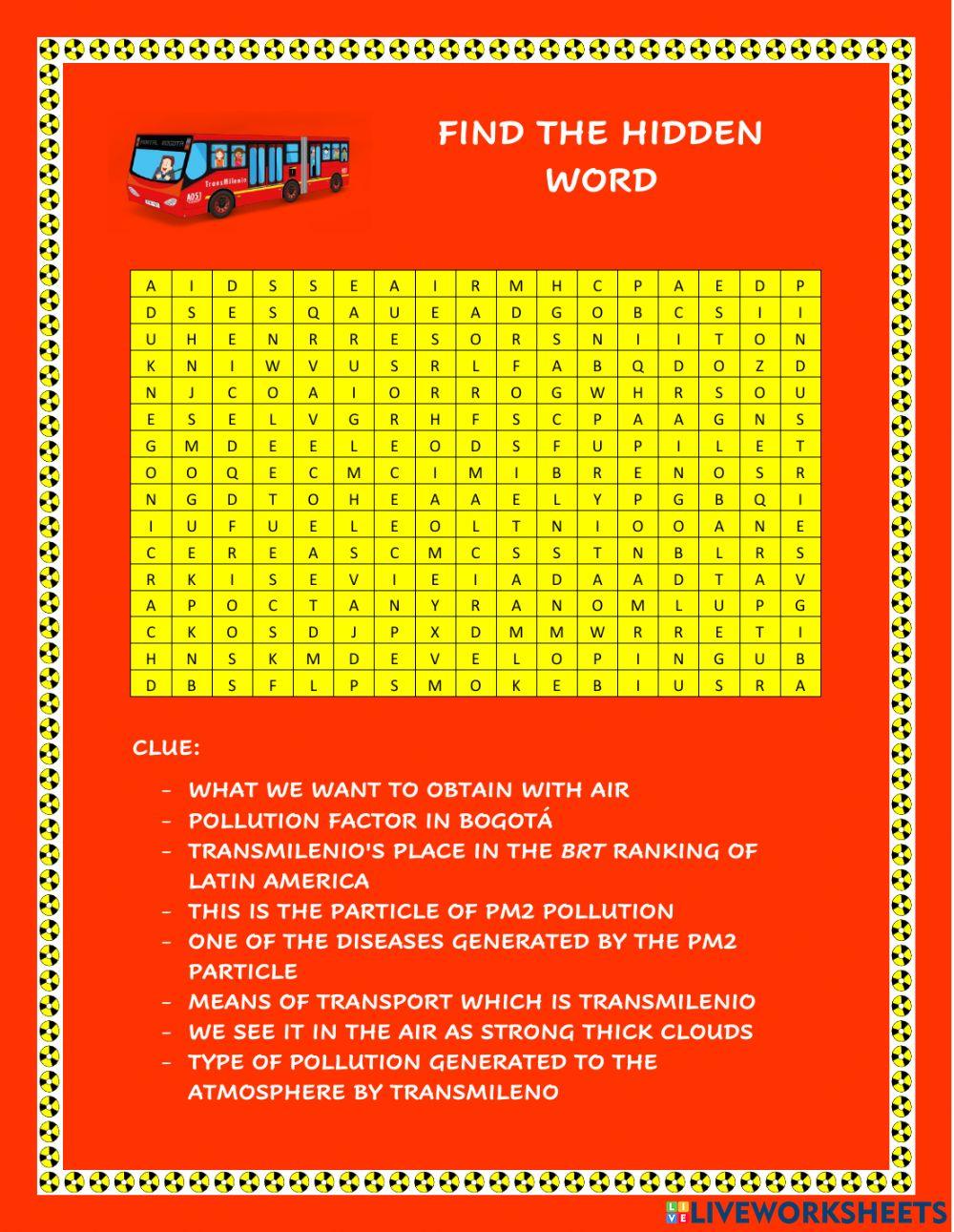 Find the hidden word worksheet | Live Worksheets