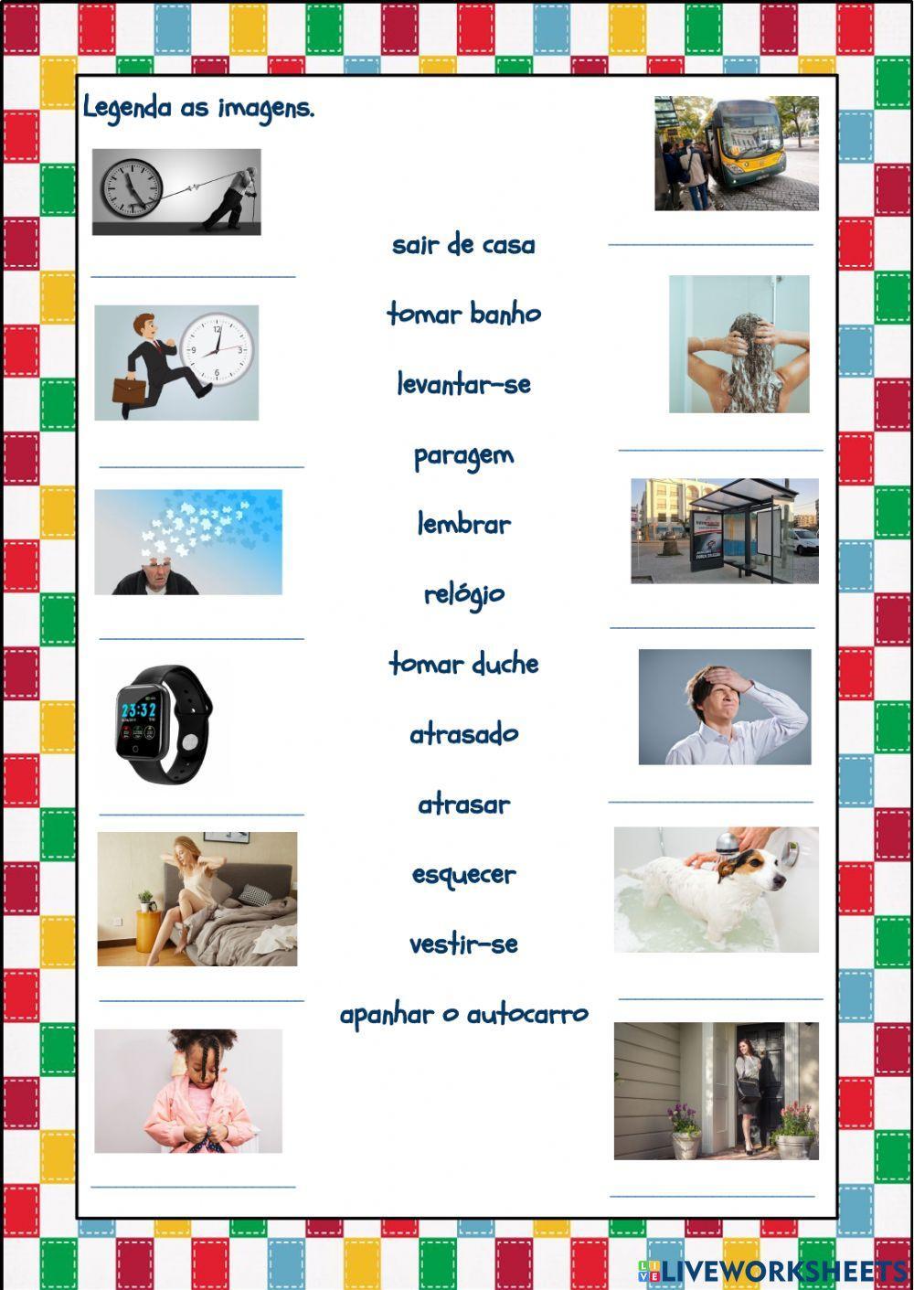 Quando a hora muda - Vocabulário worksheet | Live Worksheets