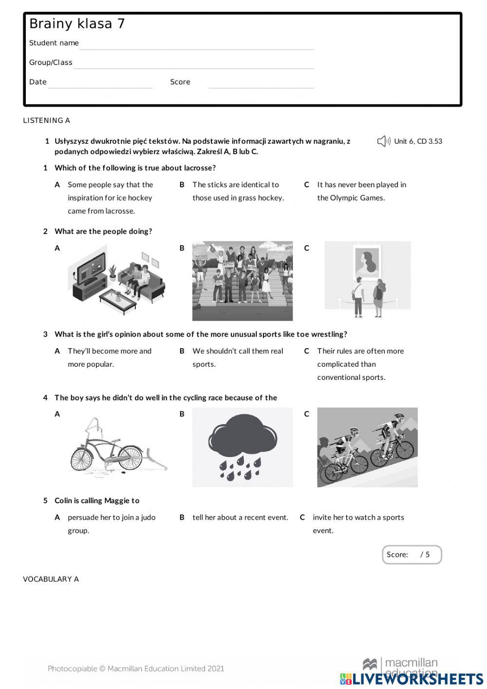 Brainy 7 Unit 6… | Free Interactive Worksheets | 6552968