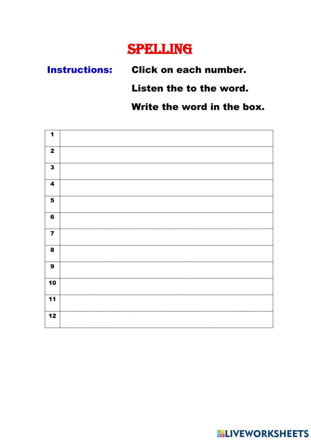 Spelling online exercise for Grade 2 | Live Worksheets