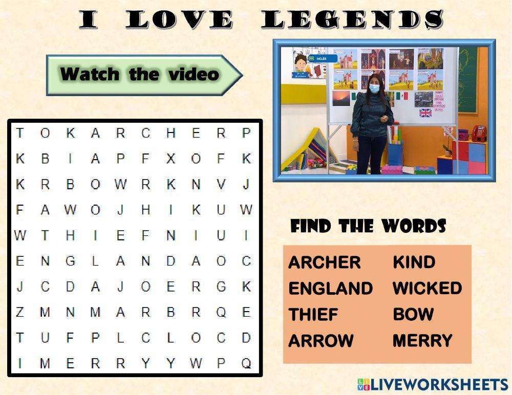 I love legends worksheet | Live Worksheets