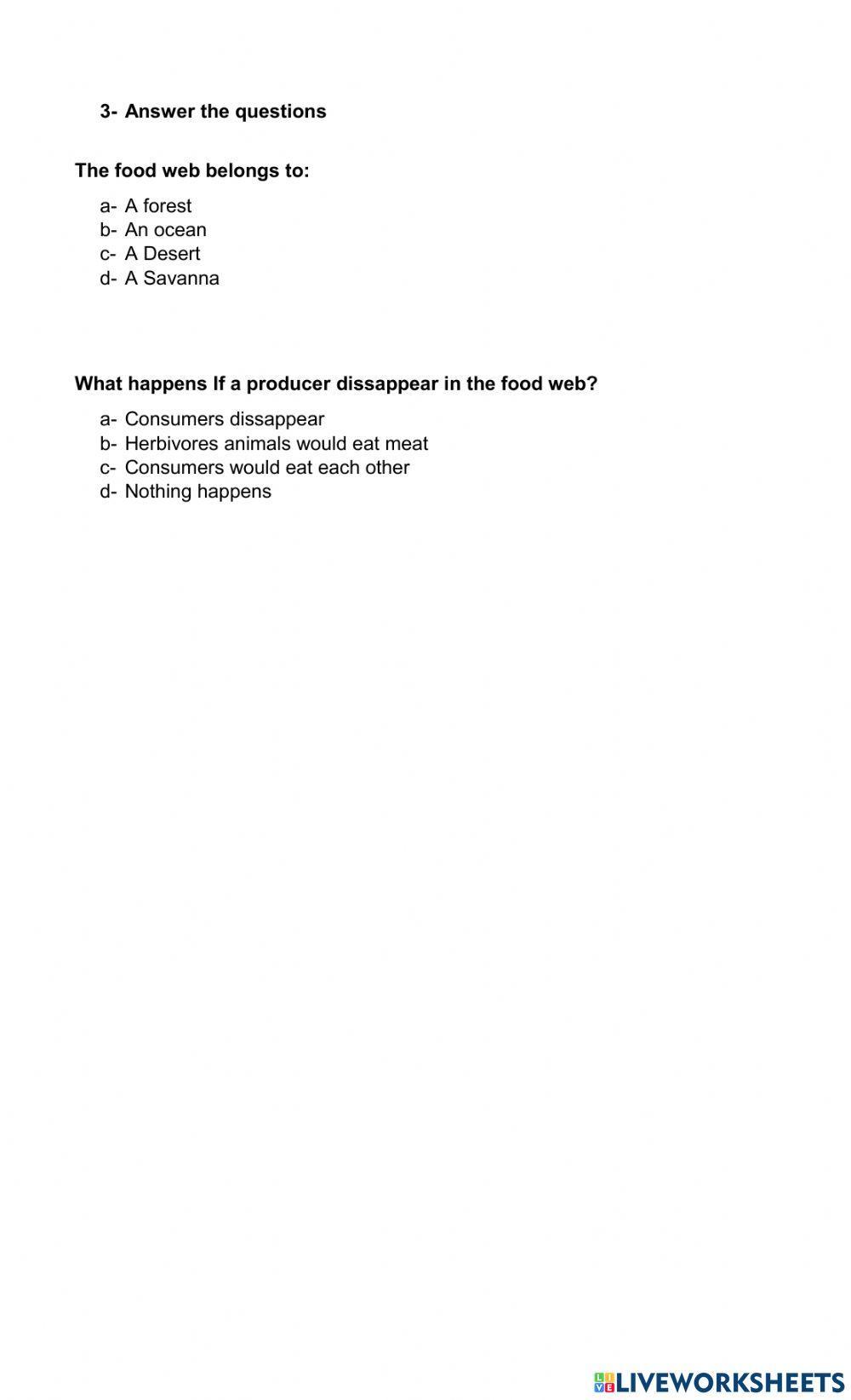 Food web online activity | Live Worksheets