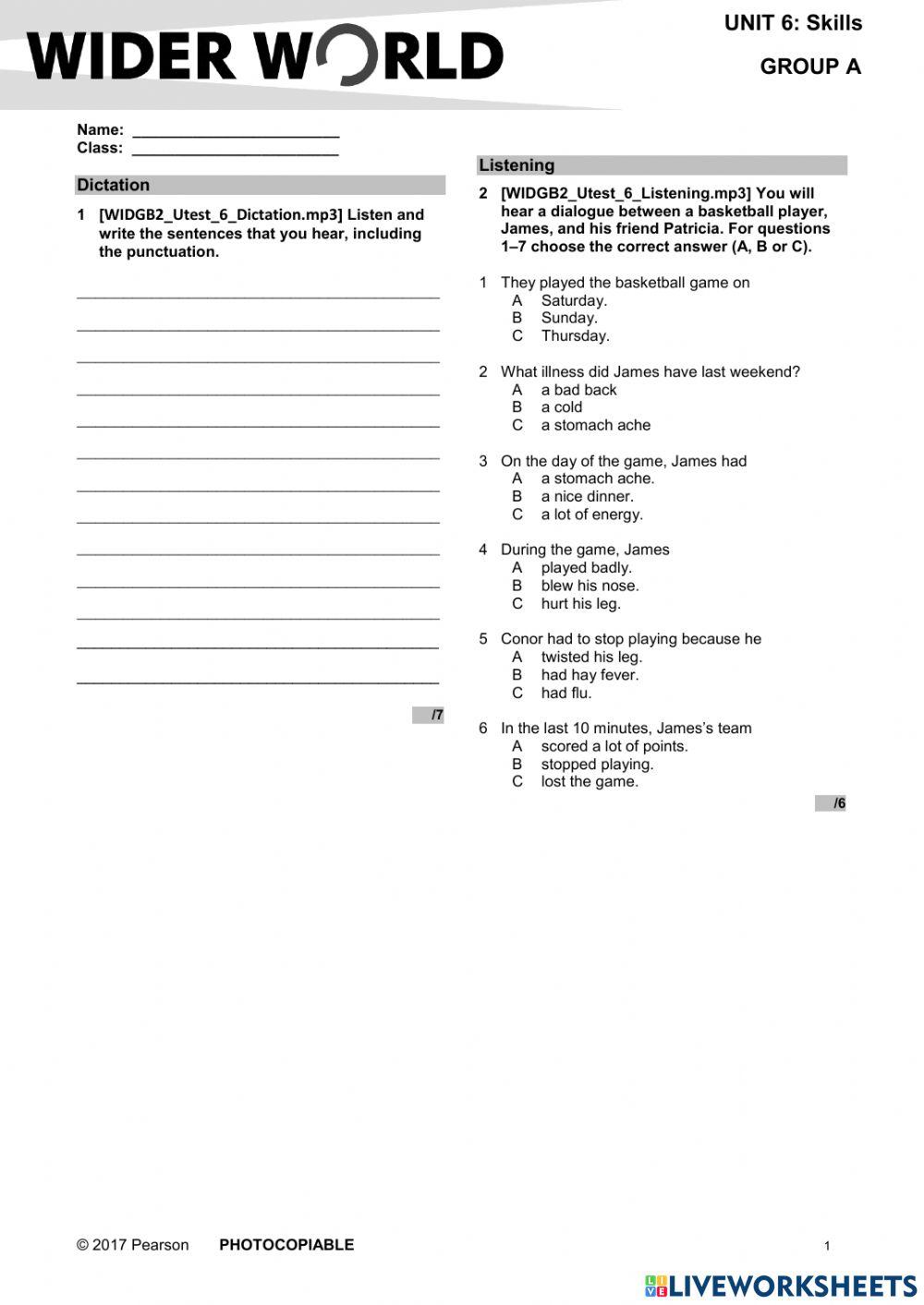 WW2 unit 6 skills test online exercise for | Live Worksheets