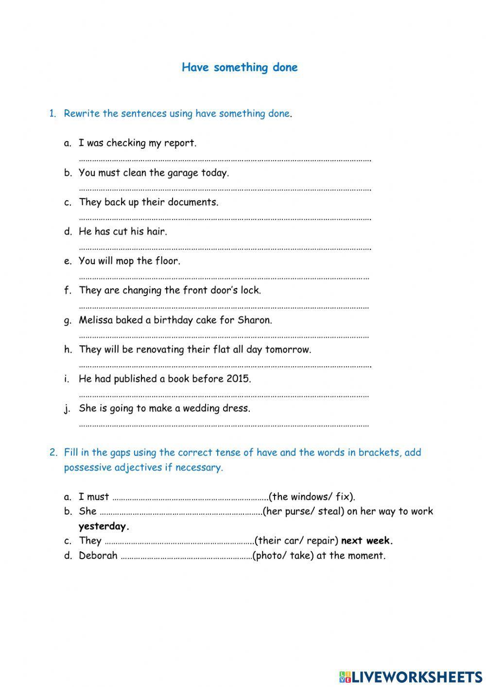 Have something done C senior worksheet | Live Worksheets
