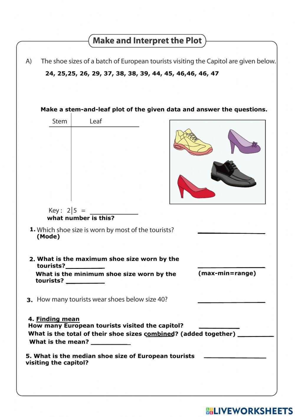 stem and leaf plot worksheet