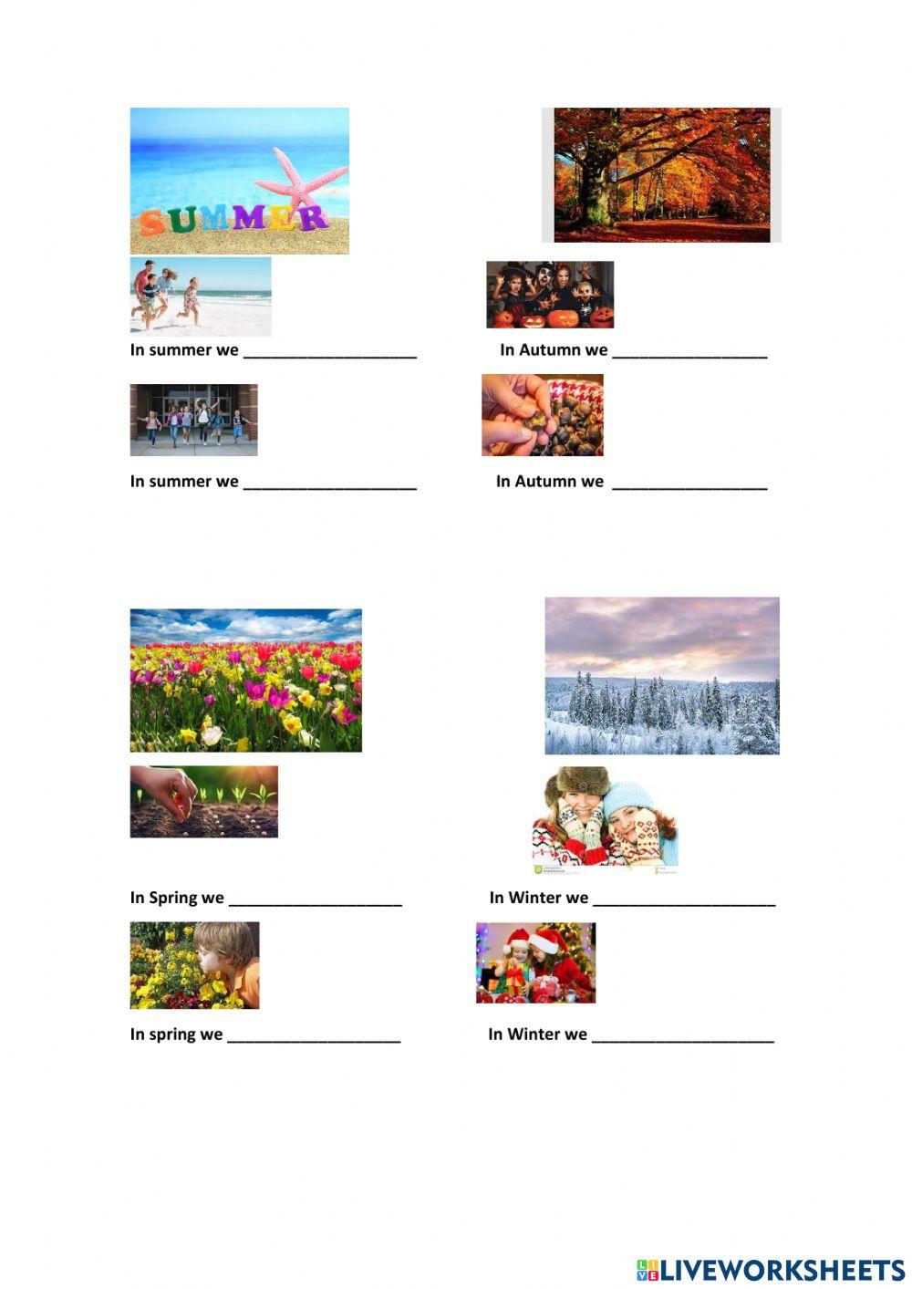 Seasonal activities exercise | Live Worksheets