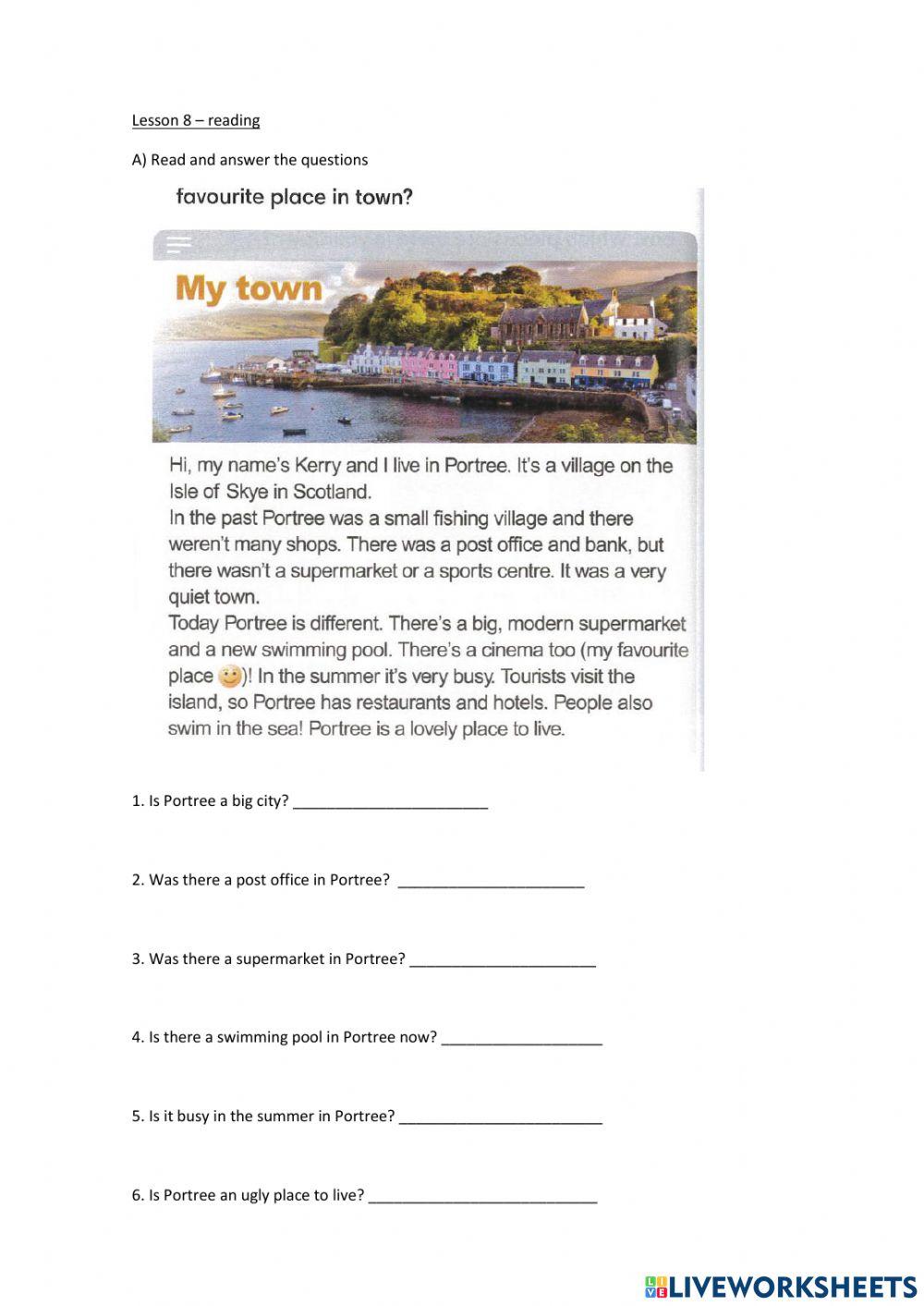 Lesson 8- reading worksheet | Live Worksheets