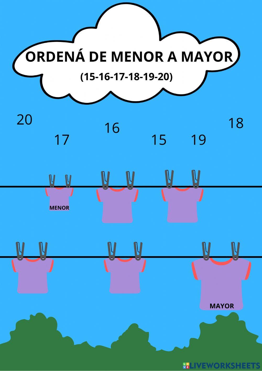 Ordenar interactive worksheet for inicial | Live Worksheets