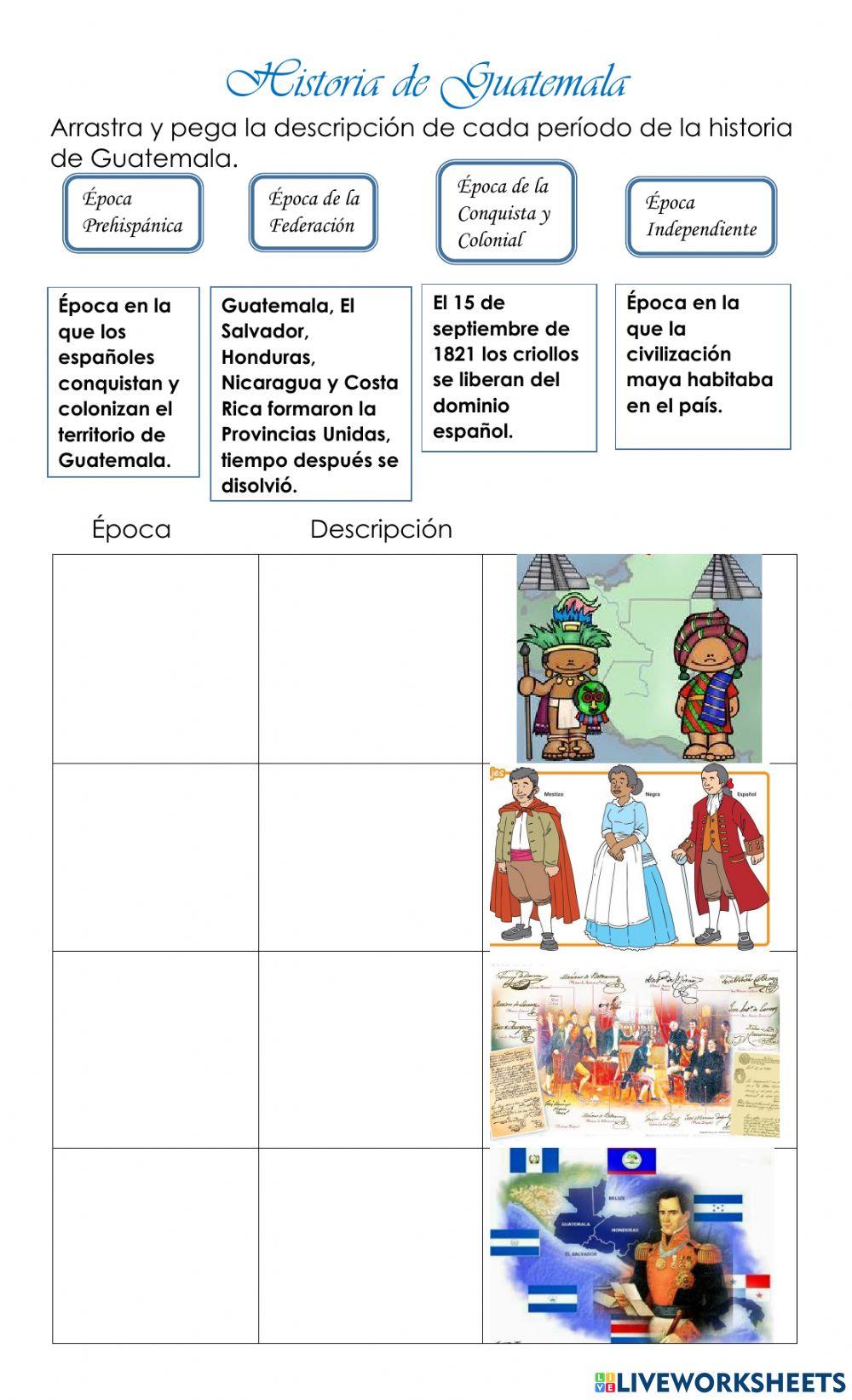 Historia de Guatemala worksheet | Live Worksheets