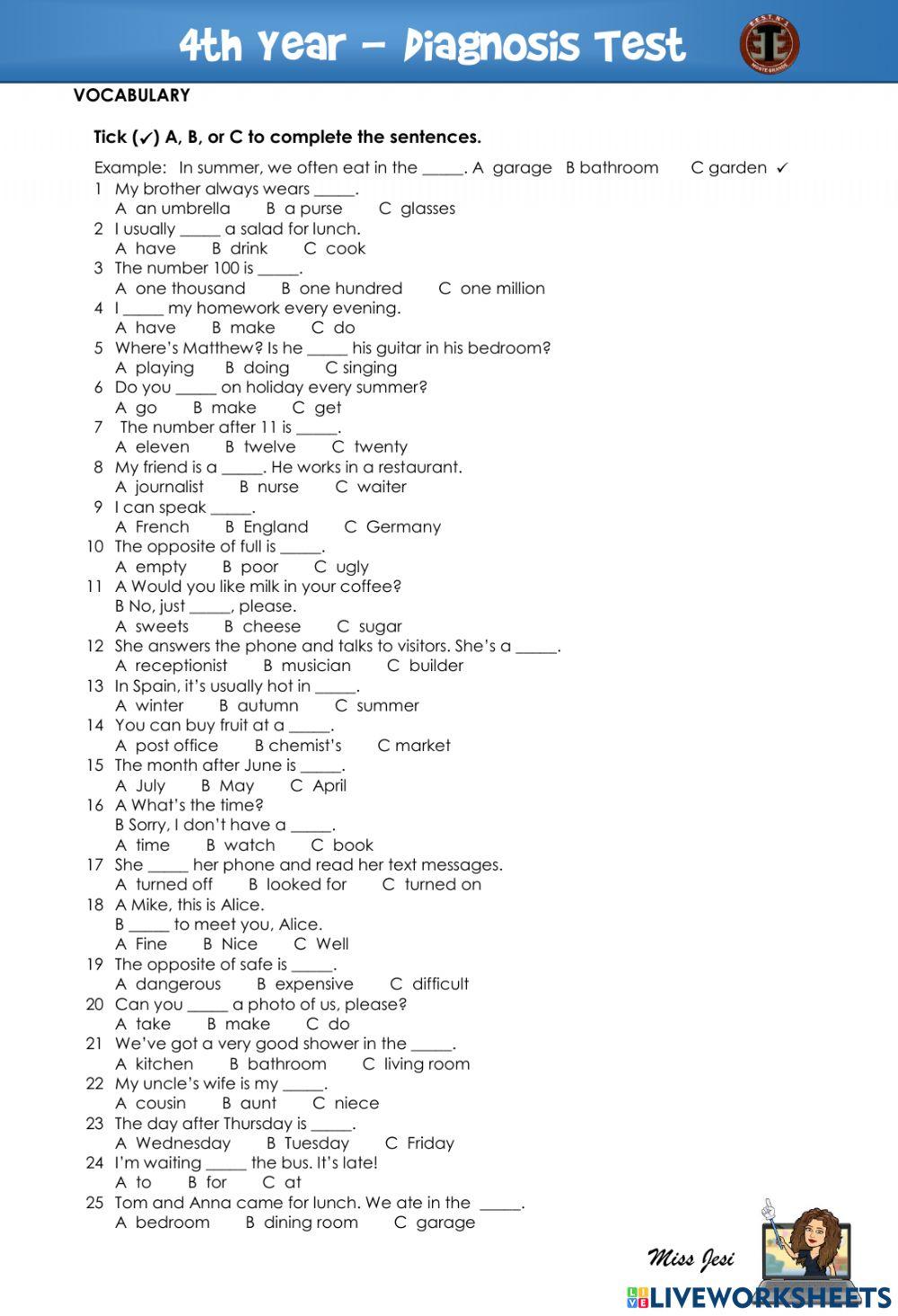 939473 | 4th Year - Diagnosis Test | Jesica Safi