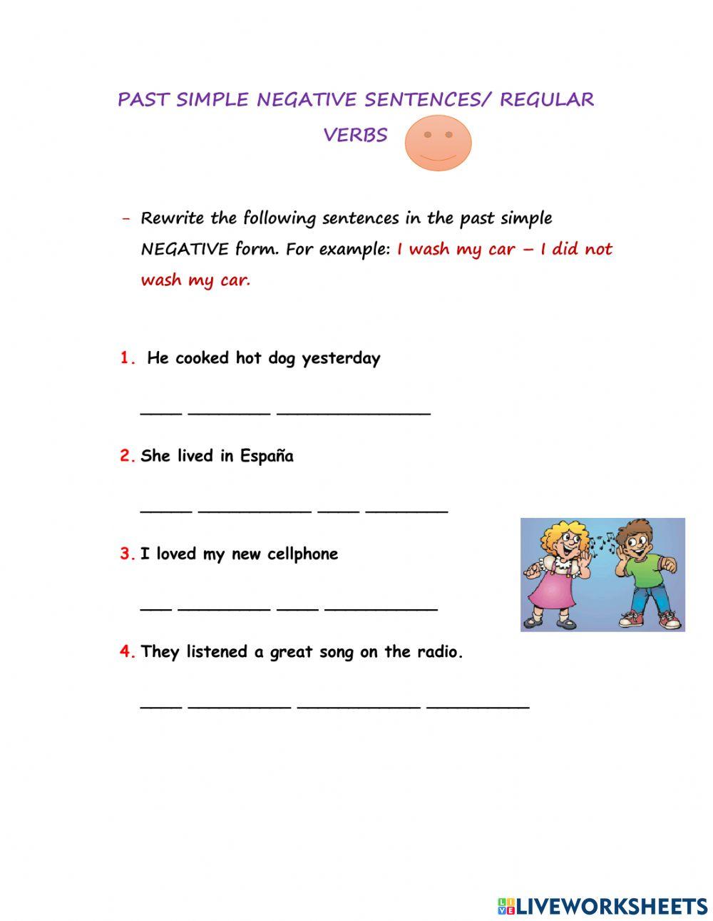 Past Negative Sentences regular Verbs Worksheet Live Worksheets past-negative-sentences-regular-verbs-worksheet-live-worksheets