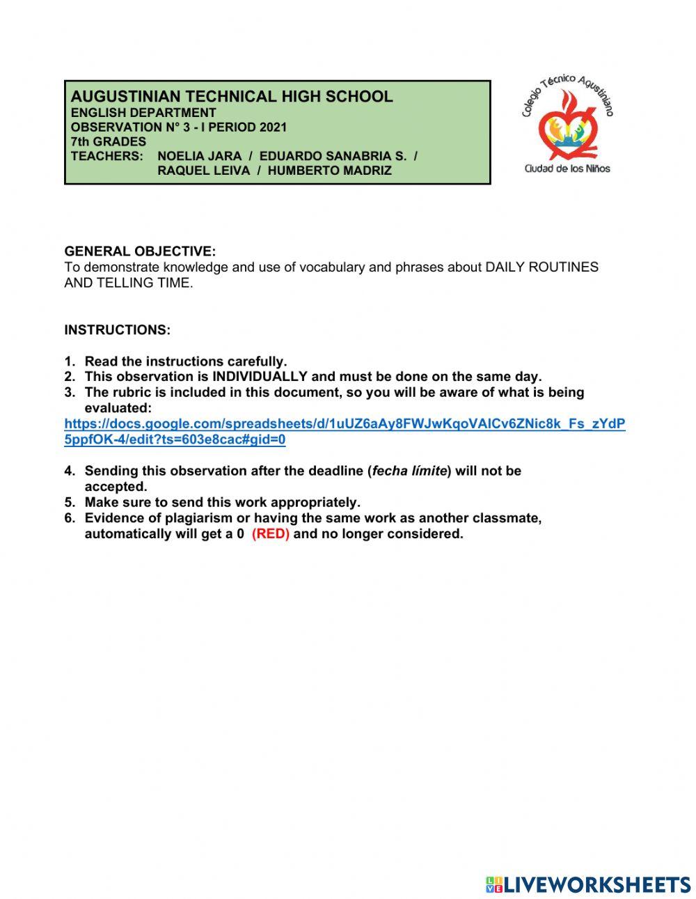 939742 | OBSERVATION 3. 7th GRADES - I PERIOD 2021