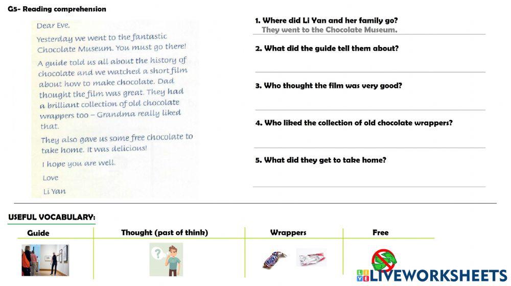 G5 - Reading Comprehension - GB P14 worksheet | Live Worksheets