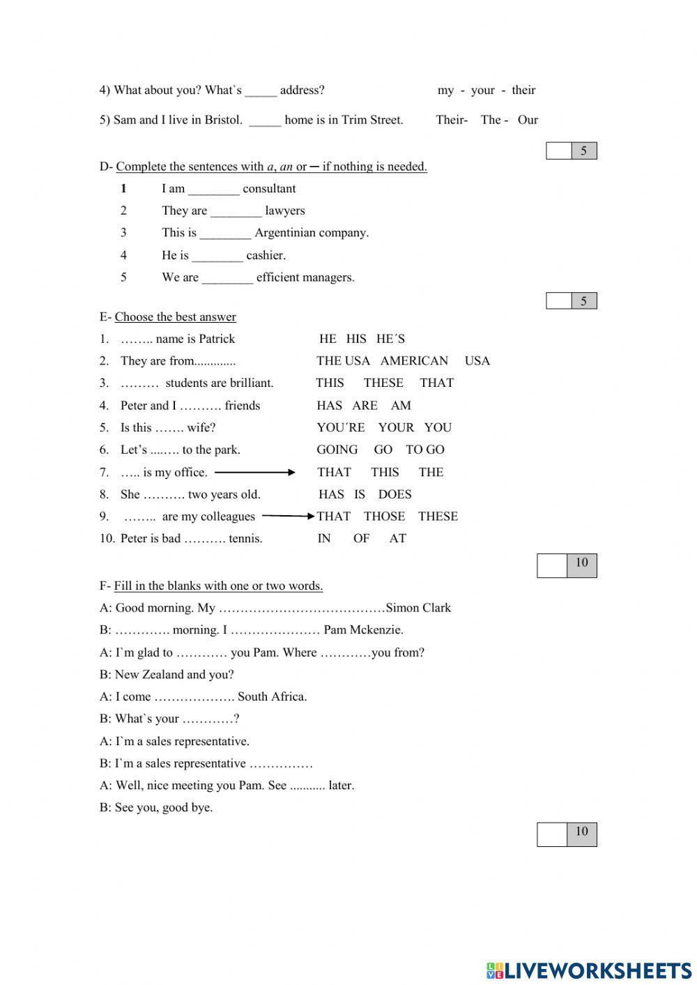 Exam Unit 1 Lev… | Free Interactive Worksheets | 2978546