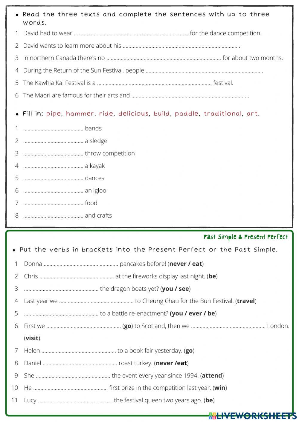 Reading - Past … | Free Interactive Worksheets | 6554875