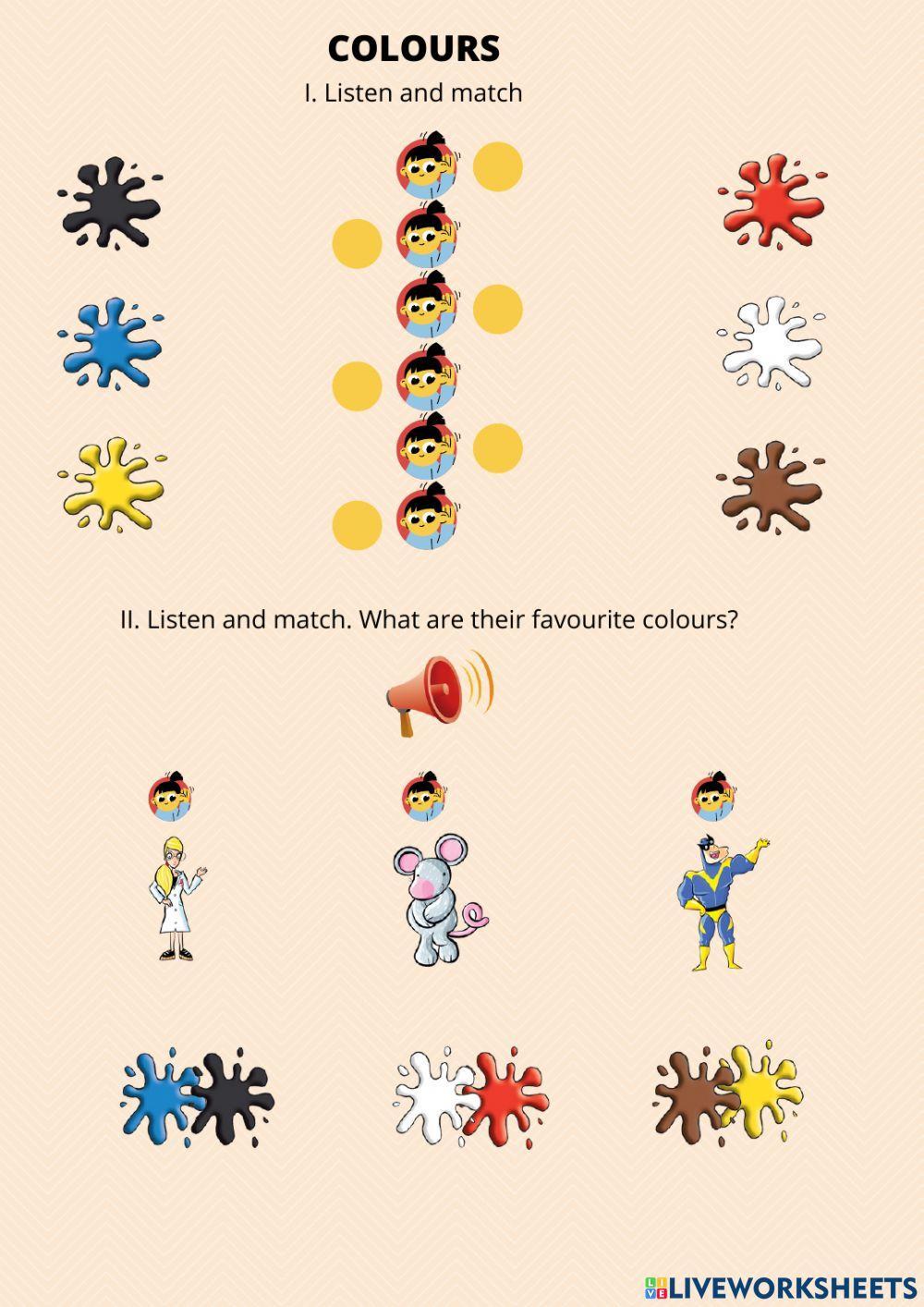 Colours online exercise for Beginner, Pre-school | Live Worksheets
