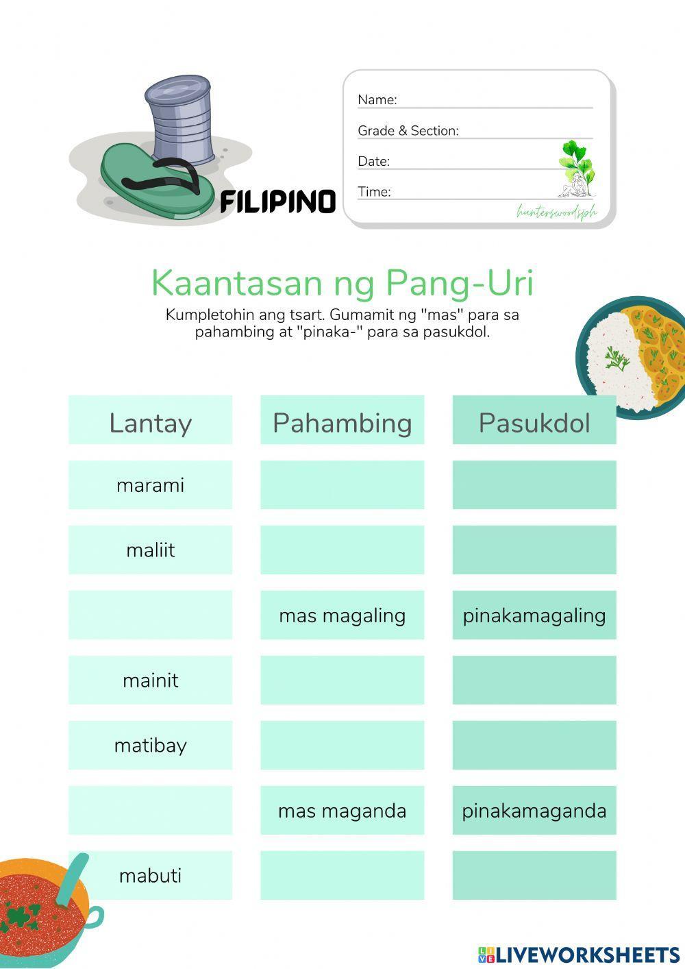 Pang Abay Hunterswoodsph Worksheet Interactive Worksheet Live - NBKomputer