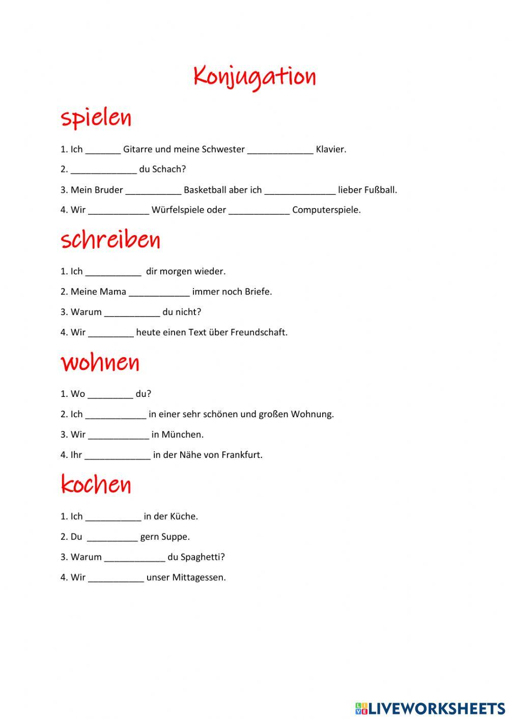 Konjugation Verben Worksheet Live Worksheets, 45% OFF
