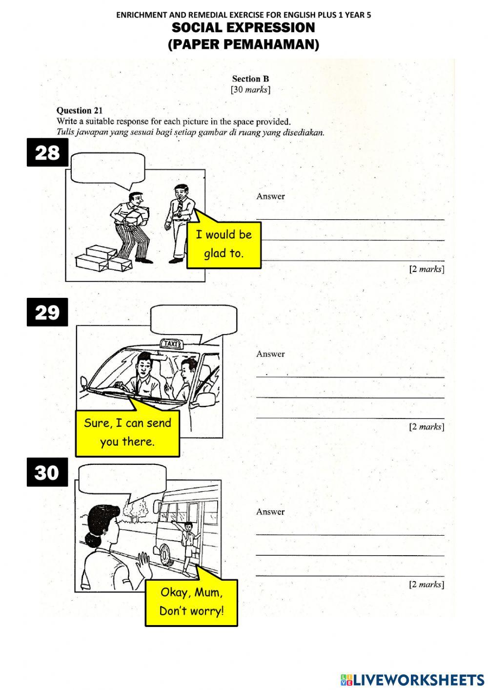 Social Expression Year 5 (Set 3) worksheet | Live Worksheets