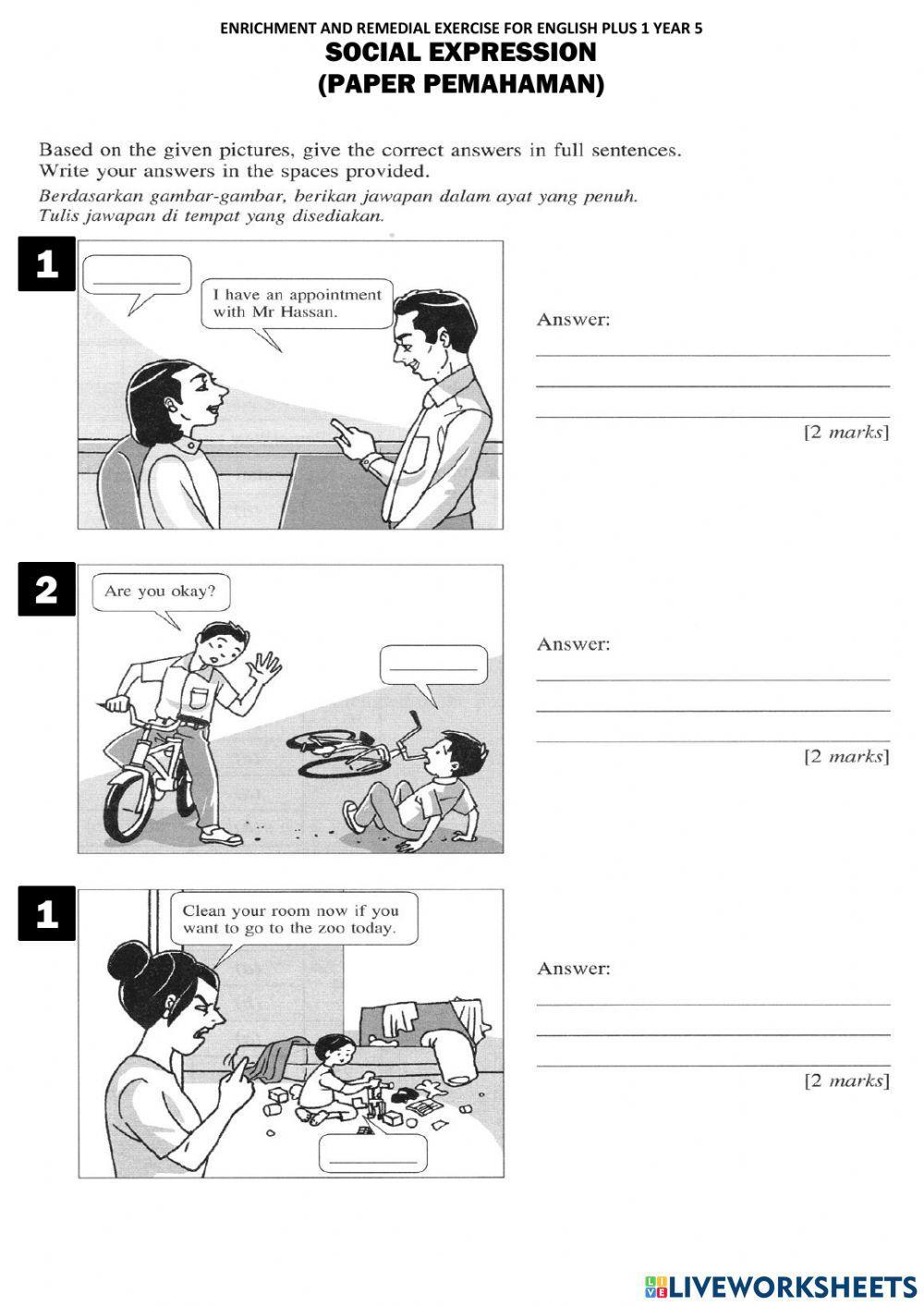 Social Expression Year 5 (Set 4) worksheet | Live Worksheets