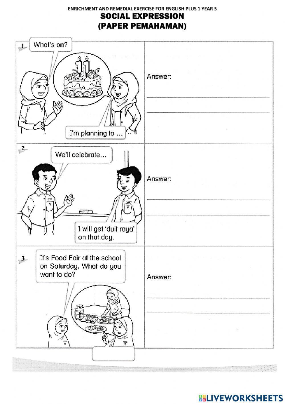 Social Expression Year 5 (Set 4) worksheet | Live Worksheets